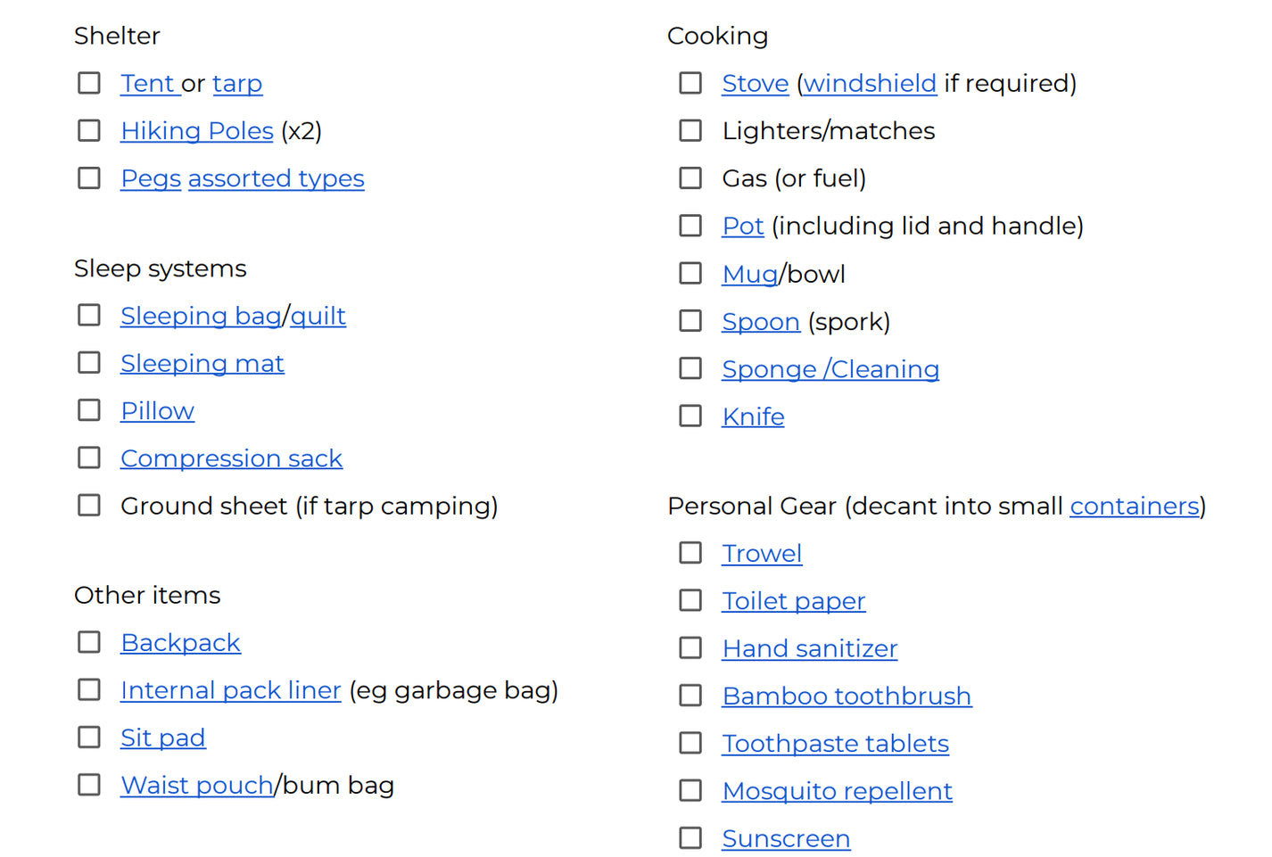 Kates Hiking Packing List – Dr Kate Grarock